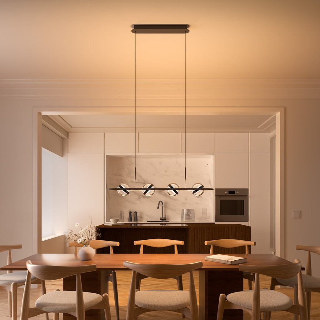 Dimmbare LED Pendelleuchte RIVA in Schwarz | 4-Flammig
